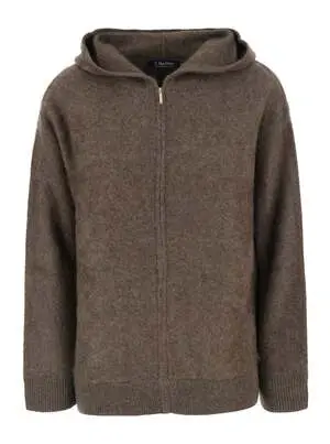 Max Mara S Brown Hooded Sweatshirt With Front Zip Closure In Wool For - Multicolor