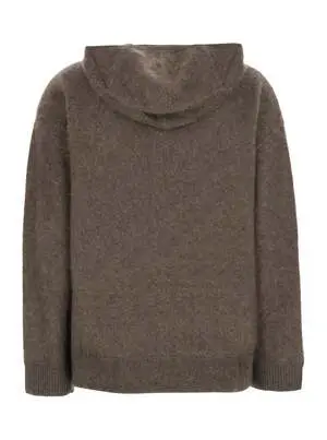 Max Mara S Brown Hooded Sweatshirt With Front Zip Closure In Wool For - Multicolor