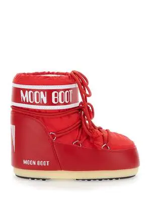 Moon Boot Snow Boots With Maxi Logo Print In Tech Fabric - Red