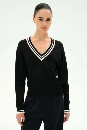 Splits59 Jemma Knit V Neck - Black/white