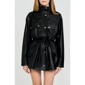 WAYF Angelina Faux Leather Jacket - Black