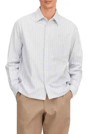 Nn07 Deon Striped Organic Cotton Shirt - Blue Stripe