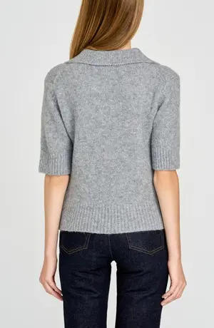 WAYF Shiloh Polo Sweater - Heather Grey