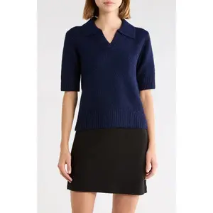 WAYF Shiloh Polo Sweater - Navy