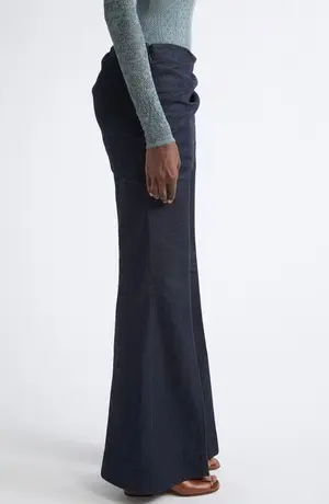 Zimmermann Valiant Draped Denim Flare Leg Pants