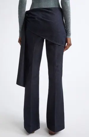 Zimmermann Valiant Draped Denim Flare Leg Pants - Night Sky