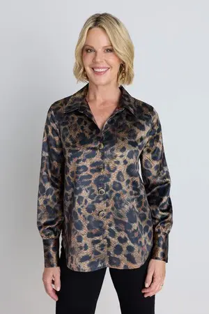 THE NOLI SHOP Brooke Silk Blouse - Leopard