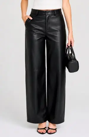 WAYF Orlena Faux Leather Pants - Black