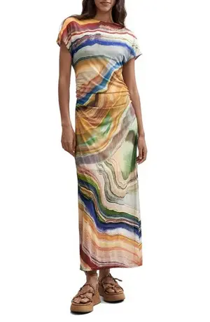 Desigual Ruched Cap Sleeve Dress