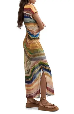 Desigual Ruched Cap Sleeve Dress