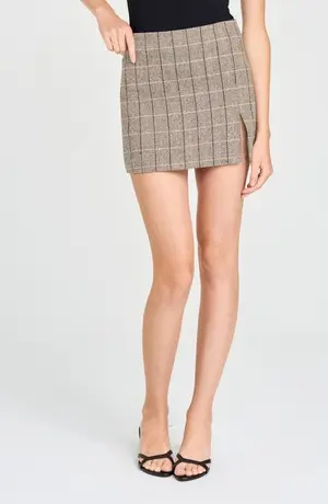 WAYF Cooper Mixed Print Miniskirt - Mink