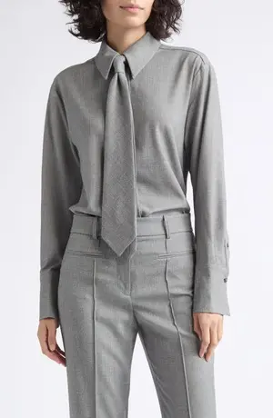 REISS Rosario Tie Shirt - Grey