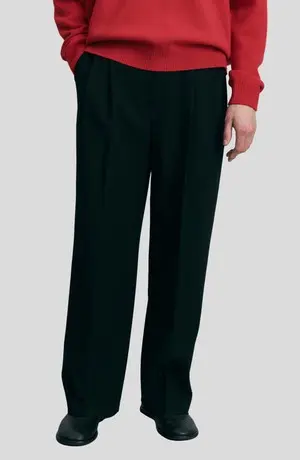 DUNST Double Pleated Wide Leg Slacks - Black