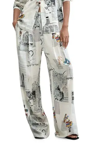 Desigual Newsprint Wide Leg Trousers