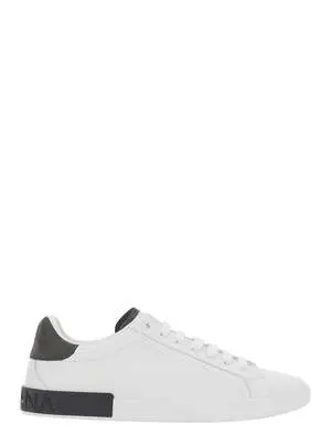 Dolce & Gabbana Portofino Light' White Sneaker With Logo Lettering On The Heel In Leather For - Multicolor