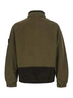 Stone Island Panama' Green Jacket With Fixed Hood And Logo Patch On The Sleeve In Cotton For - Multicolor