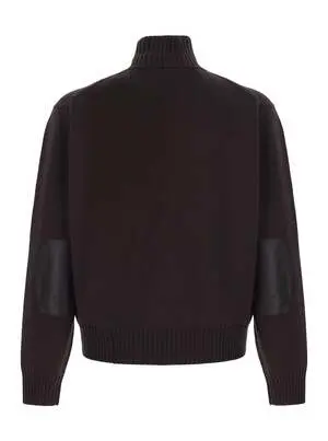 TOM FORD Brown Sweater With High Collar And Ribbed Design In Cotton Blend For