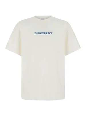 Burberry Ryan' White T-shirt With Logo On The Front And Maxi Logo On The Back In Cotton For - Multicolor