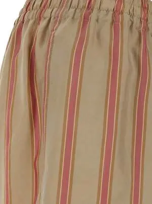 Saint Laurent Beige 'strips' Pants With Elastic Waist And Side Pockets For