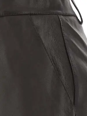 P.a.r.o.s.h Brown Skirt With Front Closure And Slit In Leather For - Multicolor