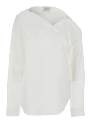 Coperni Heart' White Shirt With Asymmetrical Buttoning And Chest Pocket In Cotton - Multicolor