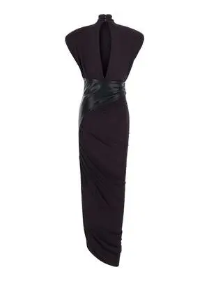 Andamane Ursula' Dark Burgundy Dress With Ecoleather Details And Draped Design In Viscose For - Multicolor