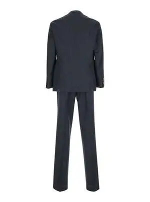 Brunello Cucinelli Grey Single-breasted Suit With Notched Revers In Wool For