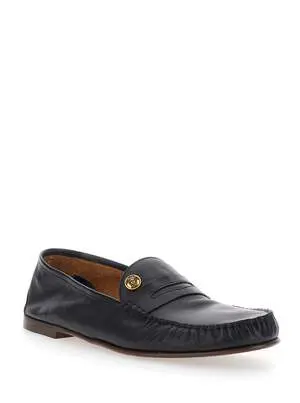 Versace Loafers With Medusa Plaque In Leather For