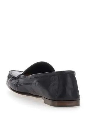 Versace Loafers With Medusa Plaque In Leather For