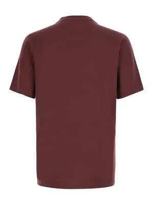 Brunello Cucinelli Burgundy T-shirt With Printed Logo On The Chest In Cotton For - Multicolor