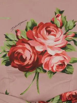 Dolce & Gabbana Pink Dress With Floral Print And Zip Closure At The Back In Cotton For - Multicolor