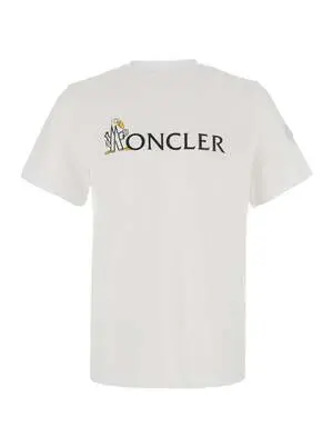 Moncler T-shirt With Logo On The Front And Logo Patch On The Sleeve In Cotton For - White