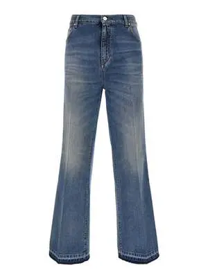 Amiri Blue Flare Jeans With Five-pocket Design And Faded Effect In Denim For - Multicolor