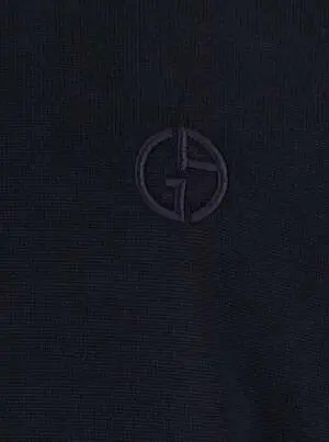 Giorgio Armani Blue Crewneck Sweater With Logo Embroidery On The Front In Wool For - Multicolor
