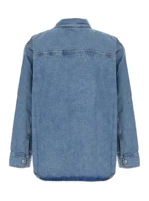 AMI Paris Light Shirt With Classic Collar And Tone-on-tone Adc Embroidery On The Front In Cotton For - Blue