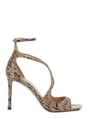 JIMMY CHOO Azia' Beige Heels With All-over Snake Print In Leather For - Multicolor