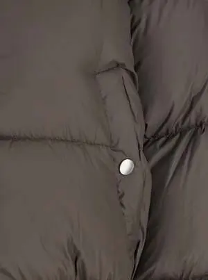 Rick Owens Brown Down Jacket With Crop Design And Fixed Hood In Tech Fabric - Multicolor