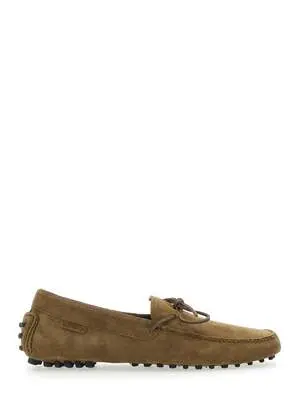 TOM FORD Driver' Brown Loafers With Rounded Toe And Bow Detail In Suede For - Multicolor