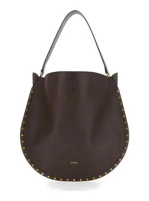 Isabel Marant Étoile Oskan' Shoulder Bag With Top Handle And Studs In Leather For - Brown