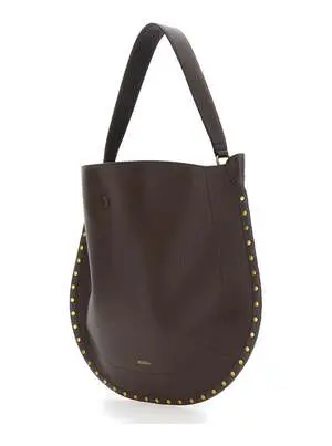 Isabel Marant Étoile Oskan' Shoulder Bag With Top Handle And Studs In Leather For - Brown