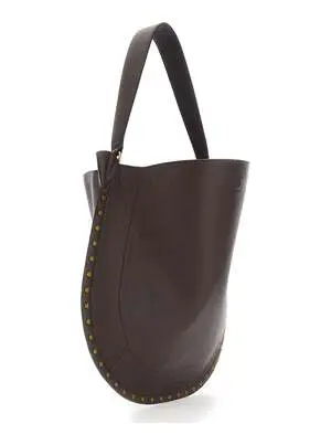 Isabel Marant Étoile Oskan' Shoulder Bag With Top Handle And Studs In Leather For - Brown