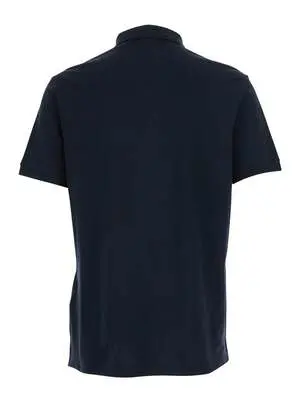 Stone Island Blue Polo Shirt With Classic Collar And Logo Patch On The Front In Stretch Cotton For - Multicolor