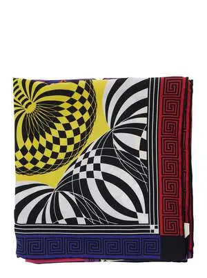 Versace Square Scarf With All-over Print In Silk For - Multicolor