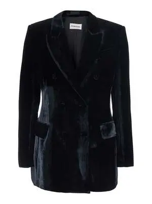 P.a.r.o.s.h Double-breasted Jacket With Peak Revers In Velvet For - Black