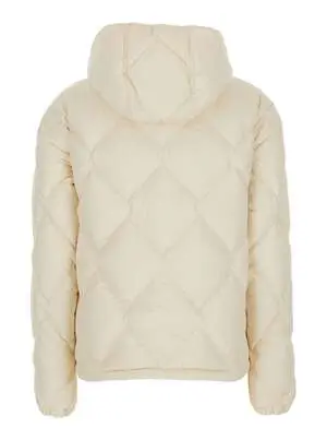 Moncler Arvouinne' White Down Jacket With Hood And Logo Patch On The Sleeve In Tech Fabric For - Multicolor
