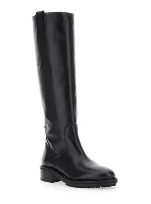 AeydĒ Knee-high Boots 'henry' Slip-on In Black Leather For
