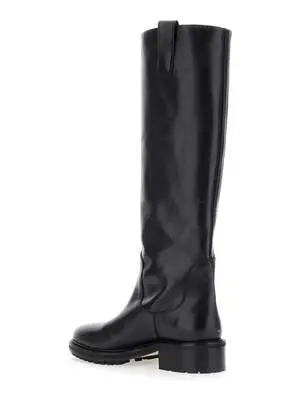AeydĒ Knee-high Boots 'henry' Slip-on In Black Leather For