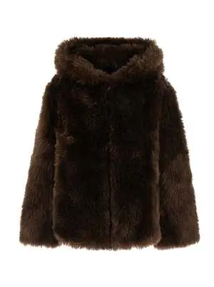 P.a.r.o.s.h Brown Shearling Jacket With Hood In Ecofur For - Multicolor