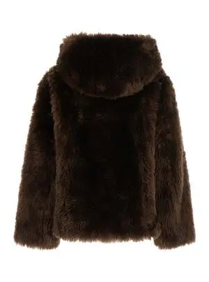 P.a.r.o.s.h Brown Shearling Jacket With Hood In Ecofur For