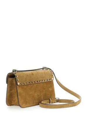 Valentino Garavani Small Shoulder Bag | Rockstud | Suede S./platinum Studs